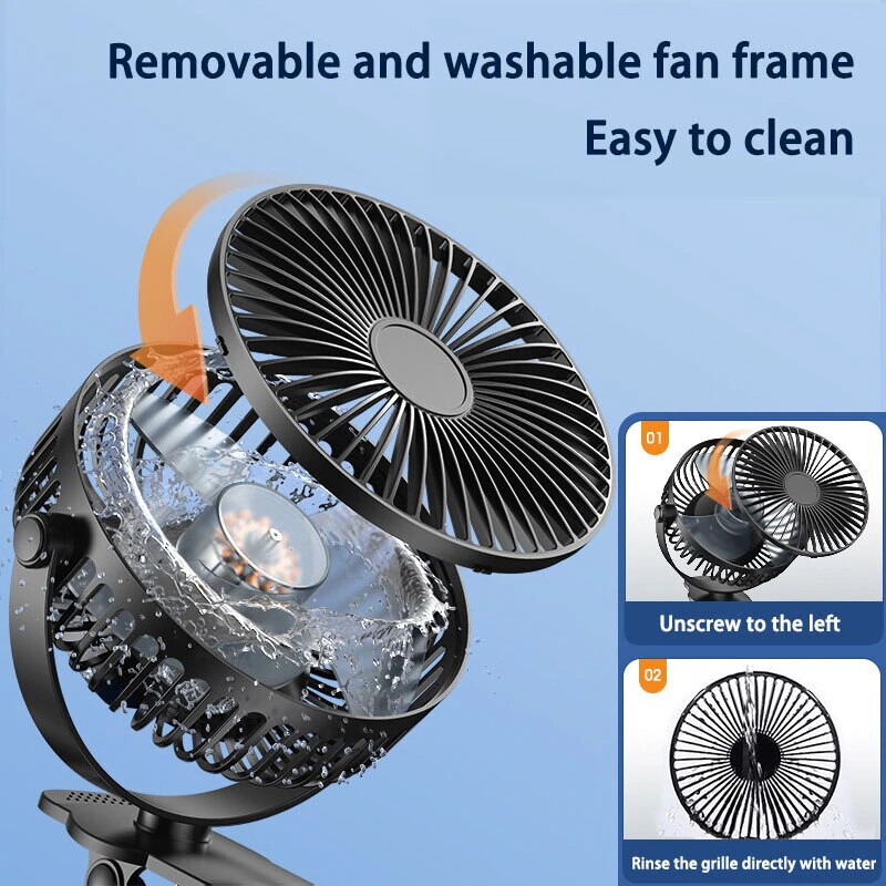USB Rechargeable Mini Cooling Fan Clip On Desk Table Office Stroller ...