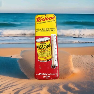 Vintage Rislone Oil Advertising Thermometer merchandise Sign Non ...