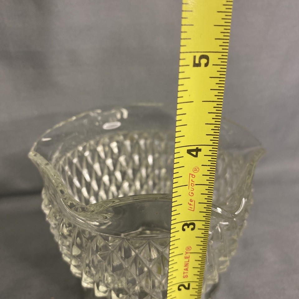 Mid-Century Modern INDIANA GLASS Diamond Point Pressed Ruffle Footed ...