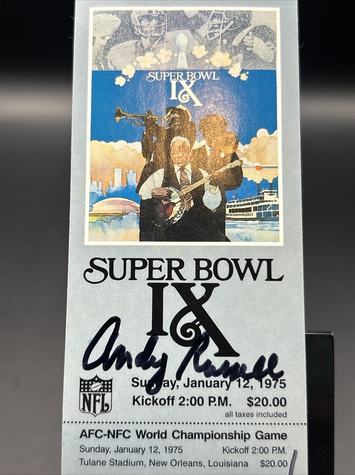Andy Russell Signed Autographed Super Bowl IX Replica Ticket Steelers w ...
