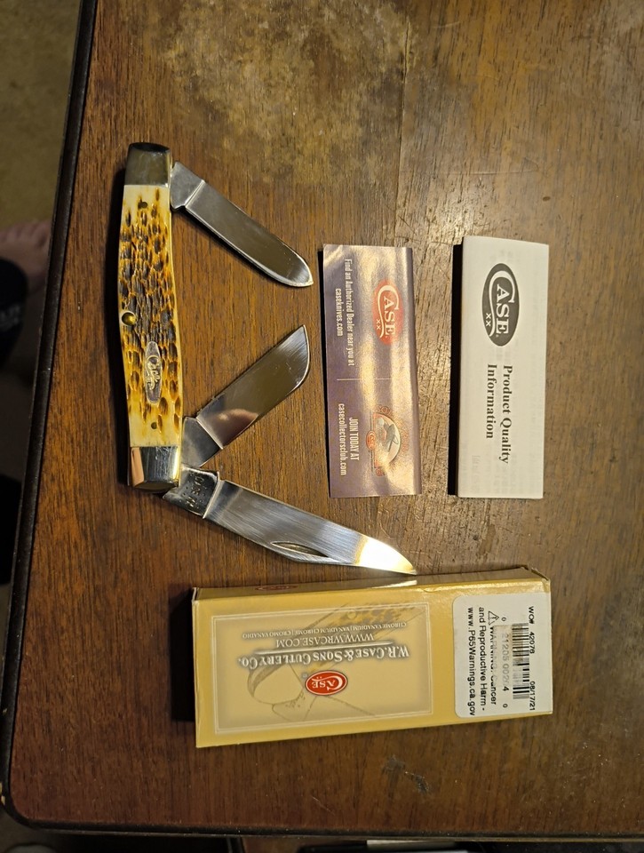 Case xx Amber Bone Peach Seed Jig Large Stockman 6375 CV | eBay