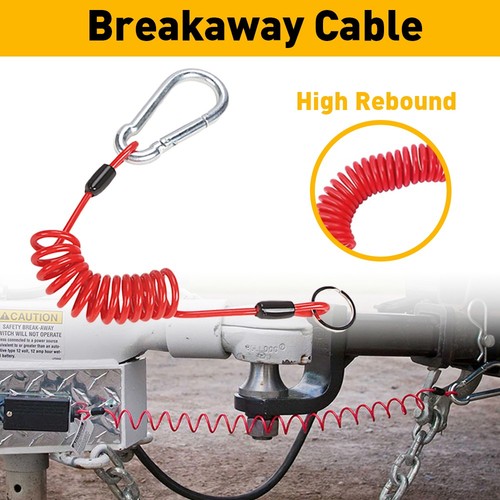 Red 6 Foot Trailer Breakaway Cable Coiled Safety Cables For RV ...