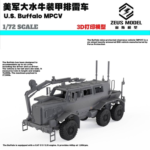 1/72/87/144 Scale U.S. Army Buffalo Demining Vehicle 3D Printed Model ...