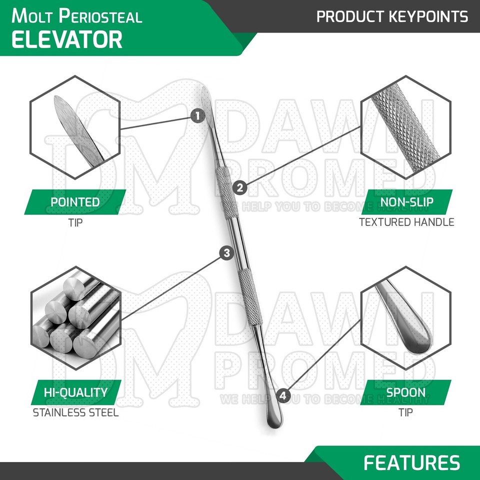 Molt Periosteal Elevator # 9 Double Ended Allen Dental Dentist Inst ...