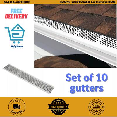 (Pack Of 10) 3ft. Snap-In White Vinyl Gutter Guard Cover Leaf Debris ...