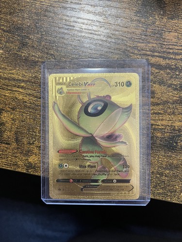 Celebi Vmax Gold Foil Fan Art Textured Collector Pokemon Card 008/198 ...