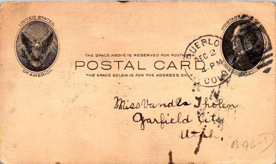 Vintage postcard - GOVERNMENT POSTAL CARD William McKinley posted 1907 ...