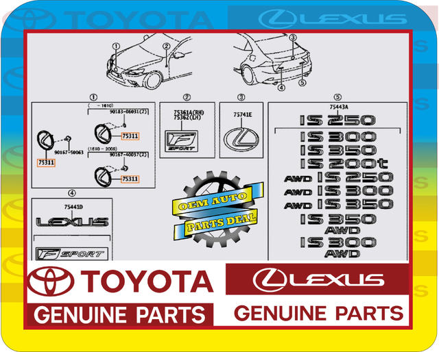 Lexus 90975-02125 Genuine OEM Front Grille Emblem 9097502125 13-15 for ...