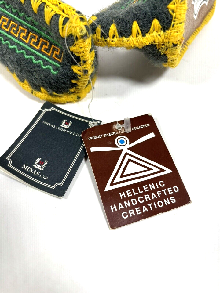 NEW MINAS Embroidery Traditional Greek Wool Slippers Non Slip Leather ...