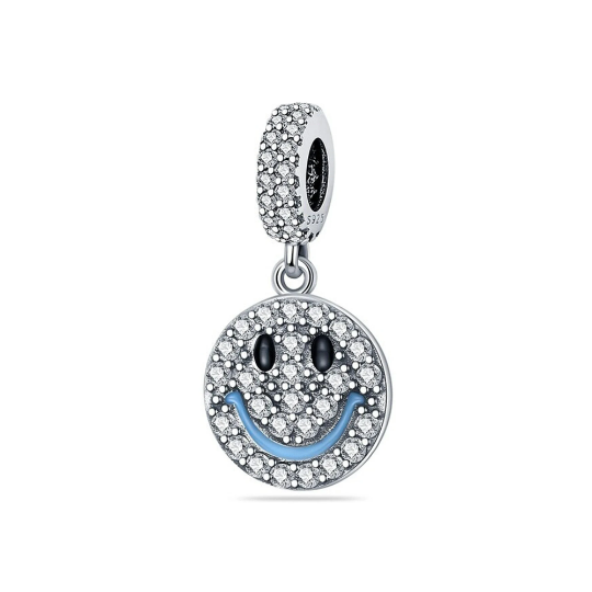 Beaded Smile Face Charm For Bracelet, Sterling Silver Charm | eBay