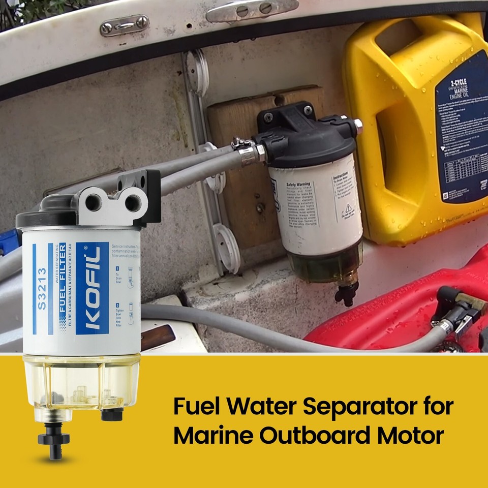 S3213 BOAT FUEL FILTER WATER SEPARATOR KIT CLEAR BOWL -MARINE/INBOARD ...