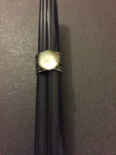 Vtg ATR Chuck Clemency Sterling Silver 925 + 14K Gold Green Stone Ring ...