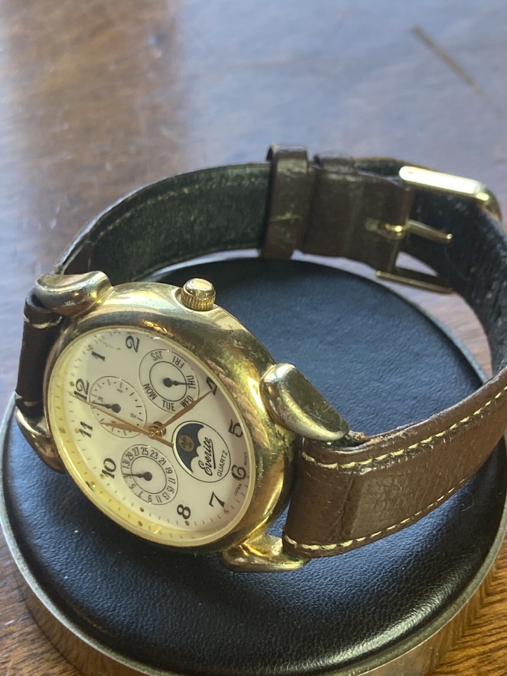 Vintage gents EVERITE Moon/Sun, Multi Calendar 5-Dial 1990s Men's Watch ...