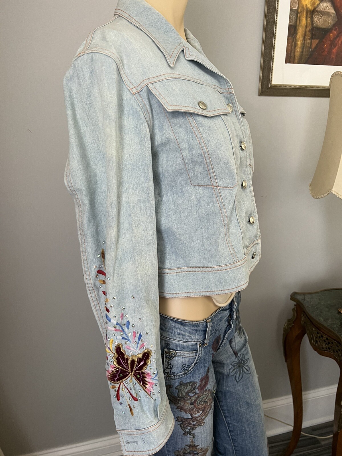 Auth. Christian Dior light blue Denim embroidered jac… - Gem