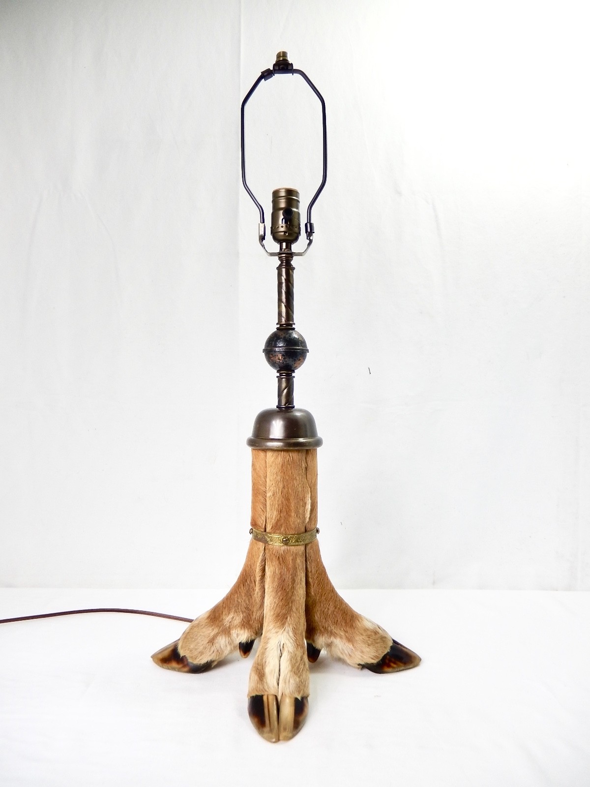 Vintage Deer Leg Lamp with Vintage Brass Riser - Stem. 4 Legs ...