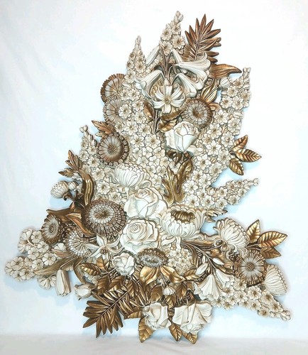 Vintage Homco GIANT Hollywood Regency Chrysanthemum Roses Wall Decor ...