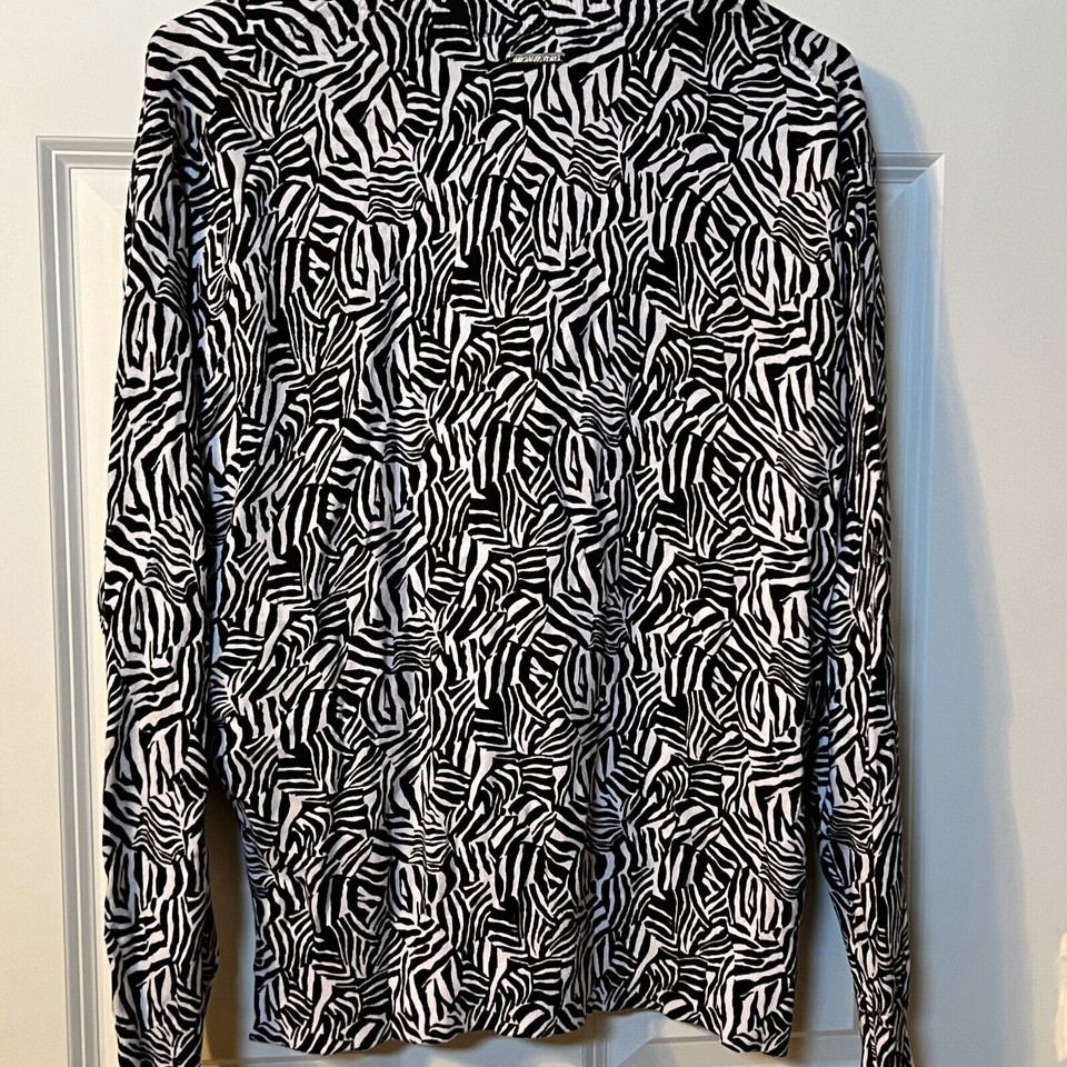 MICHAEL Michael Kors Printed Zebra Boxy V-Neck Long Sleeve Blouse Size ...