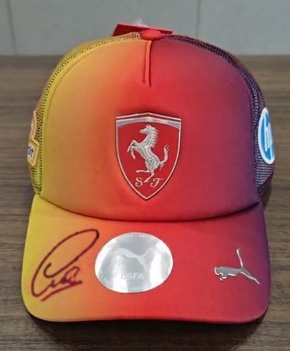 LEWIS HAMILTON SIGNED HAT CAP BRITISH FERRARI PUMA PHOTOPROOF 2025 ...