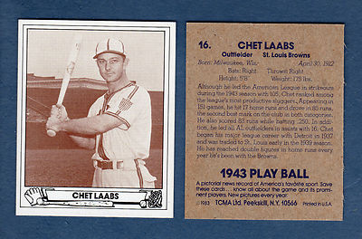 1943 Play Ball: #16 CHET LAABS, St. Louis Browns | 1983 TCMA ...