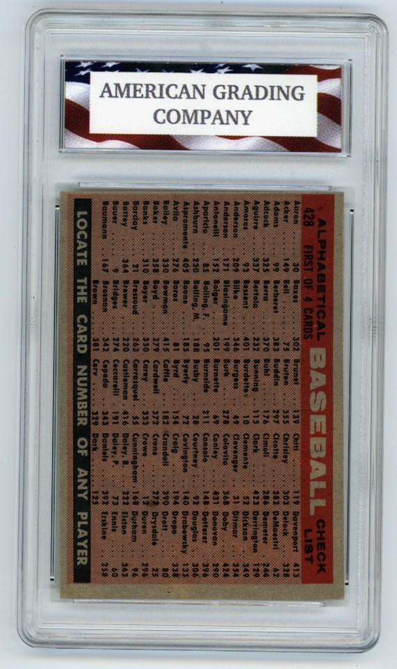 1958 Topps #428 Cincinnati Reds Team Card AGC 6 Ex-Mint Checklist | eBay