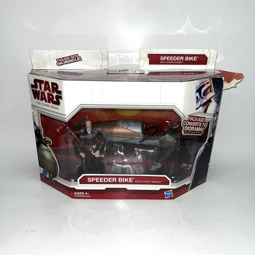 Star Wars The Clone Wars Speeder Bike & Count Dooku Figure New Damaged ...