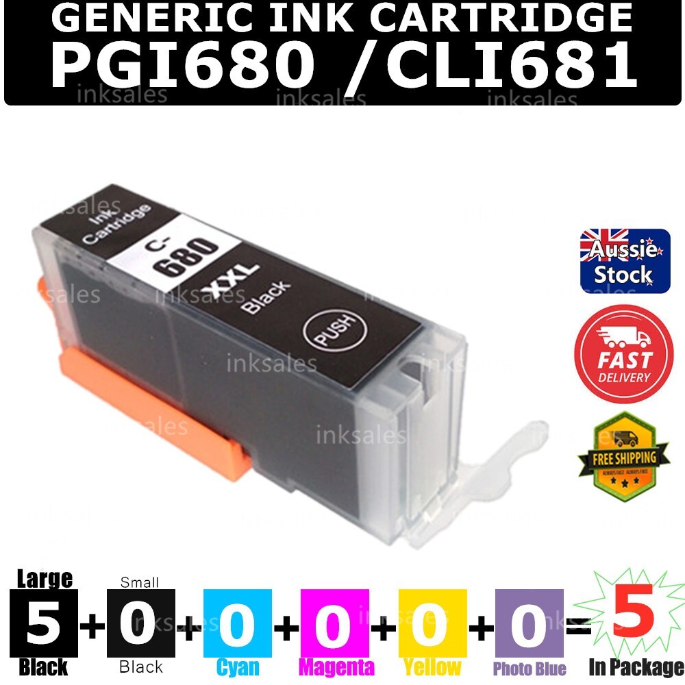 5x PGI 680XXL Black Ink For Canon PIXMA TR7560 TS706 TS6160 TS6360 ...