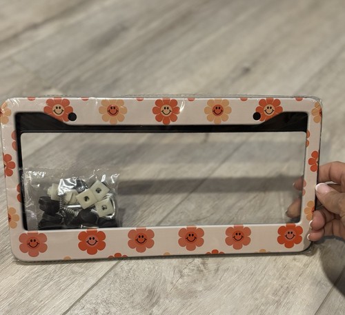 2x Smiley Face Flower Retro License Plate Frame Cover NEW | eBay