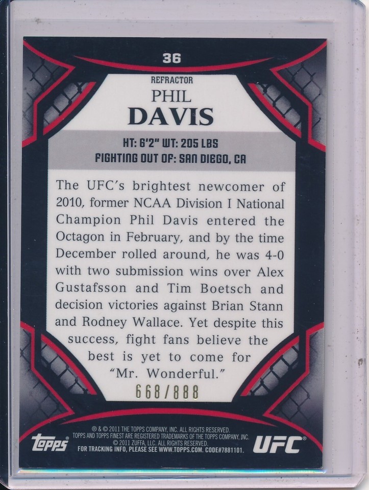 PHIL DAVIS 2011 TOPPS FINEST REFRACTOR /888 SURFACE MARKS | eBay