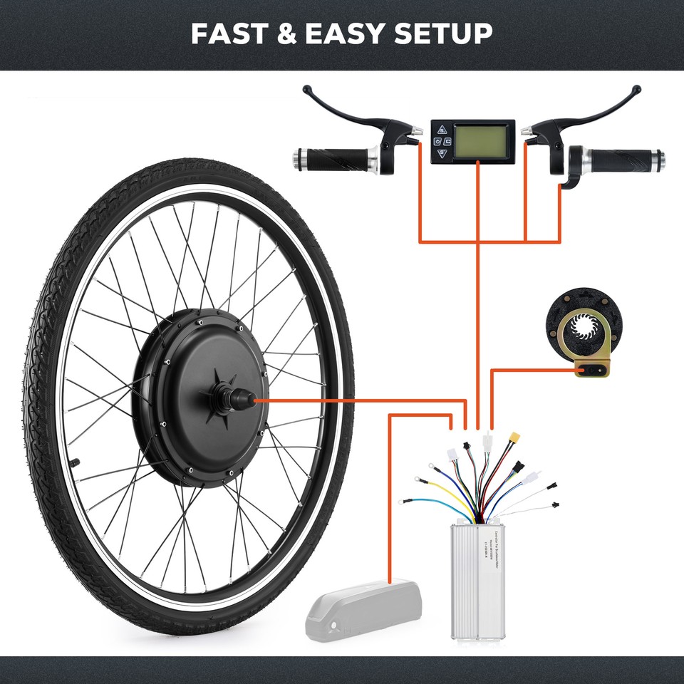 eBike Conversion Kit 26" Front Wheel 48V 1000W Hub Motor Electric Bike ...