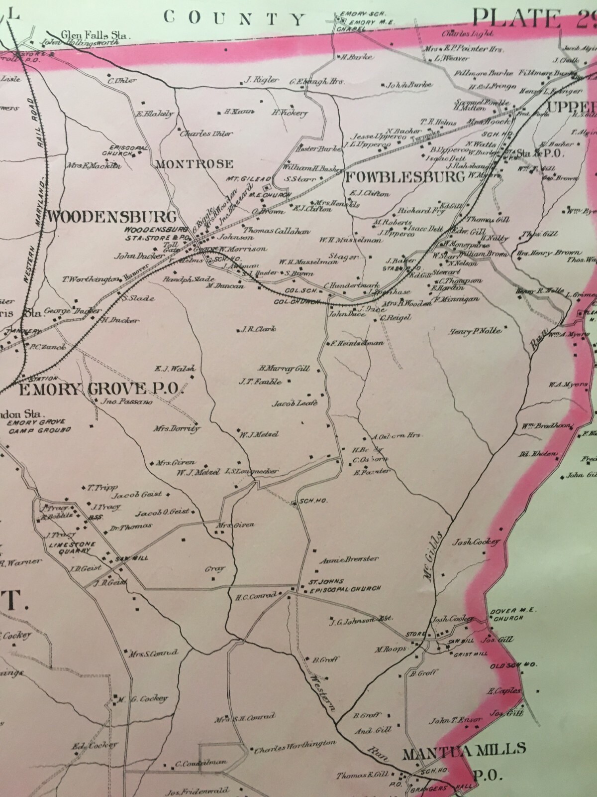 1898 BALTIMORE COUNTY MARYLAND OWENS MILLS GREEN SPRINGS EMORY GROVE ...