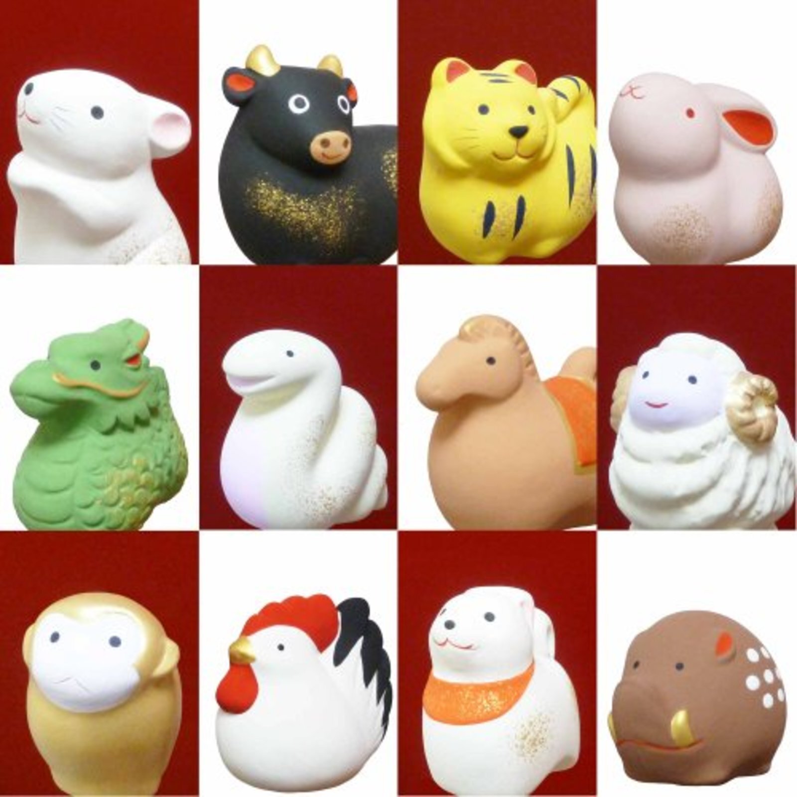 Japanese Zodiac New Year decorations 12 animals figurine w/Tracking# F ...
