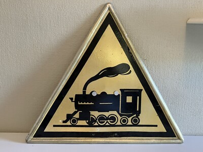 22.5” x 20” Metal Railroad Crossing Sign Train Garage Decor Triangle ...