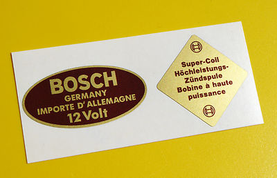12V 'blue' Coil Sticker Decal set ti fit BOSCH Vintage 1950's 356 911 ...