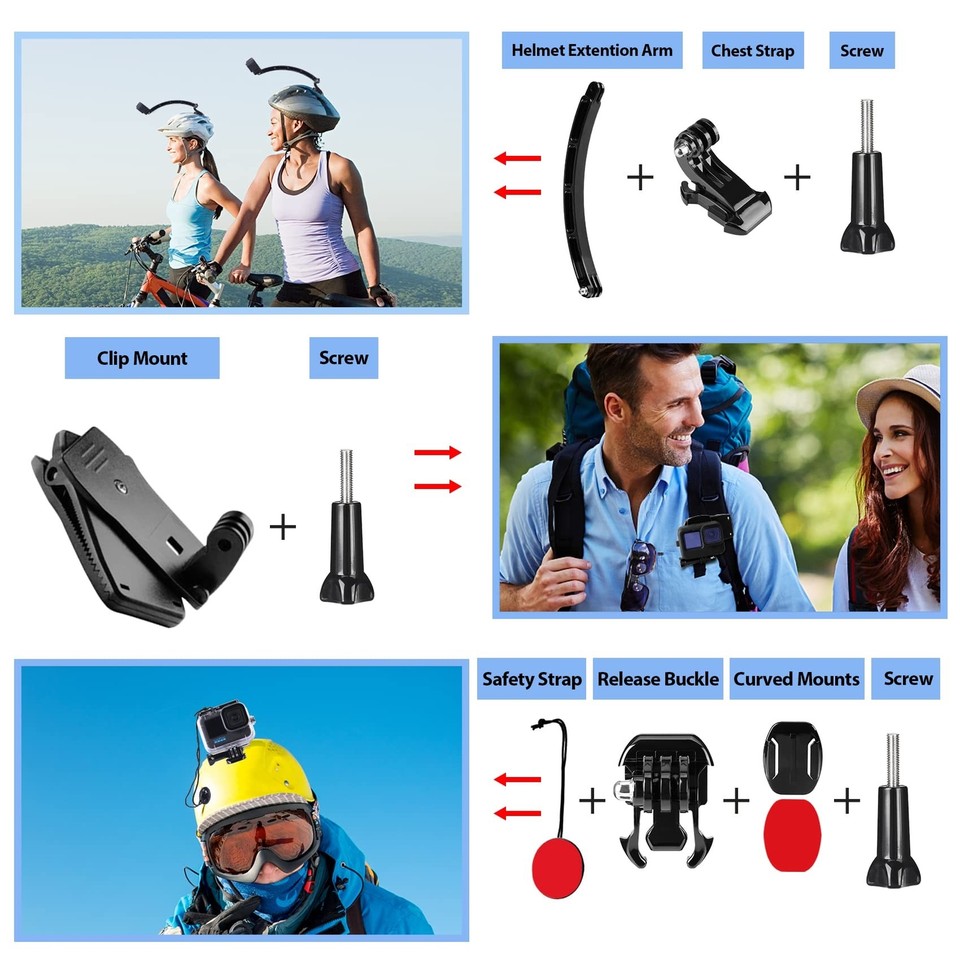 HONGDAK Action Camera Accessories Kit for GoPro Hero 12 11 10 9 Black ...