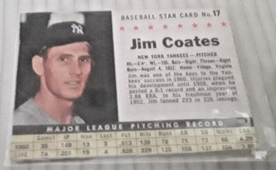 JIM COATES Post Baseball Card 1961 NO17 VINTAGE | eBay