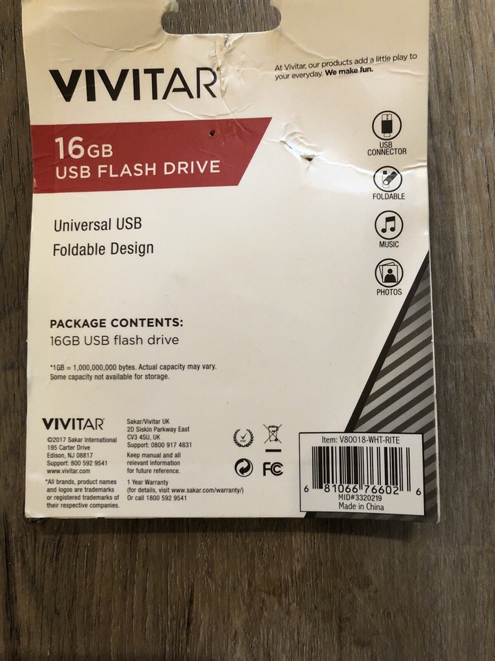 NEW- Vivitar Essential Collection 16GB WHITE USB Flash Drive - FREE ...