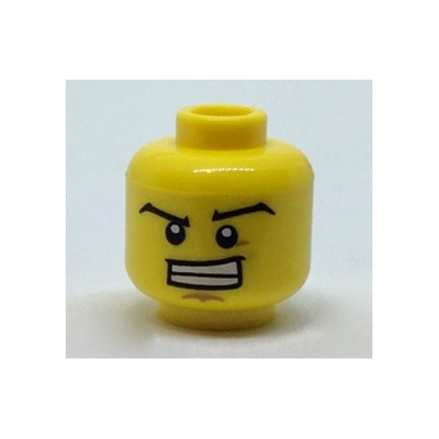 LEGO - Minifig, Head Male Black Wide Eyebrows, Grin Showing Teeth ...