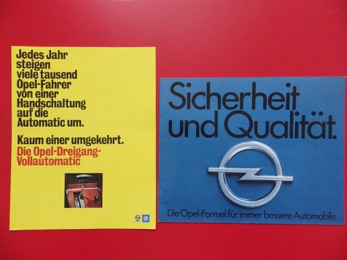 2 x altes Auto Prospekt OPEL Vollautomatik aus Rüsselsheim um 1980 ...