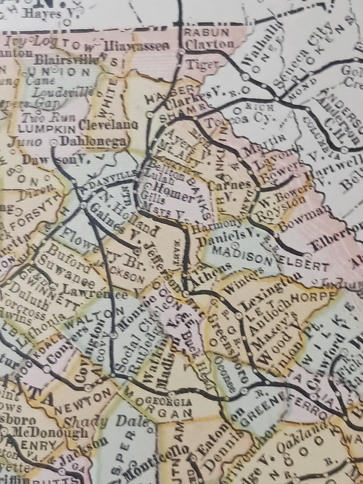 ~1884 State of Georgia Railroad & County Map By Rand McNally All Train ...