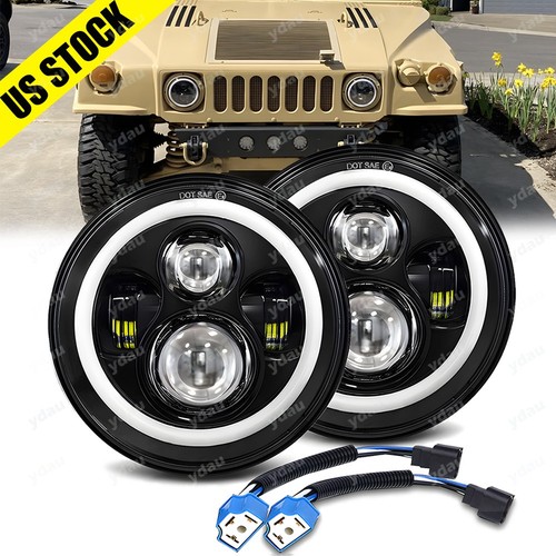 Pair 7" LED Headlights Fit Hummer Humvee m998 LMTV BMY M1045 M1078 M925 ...