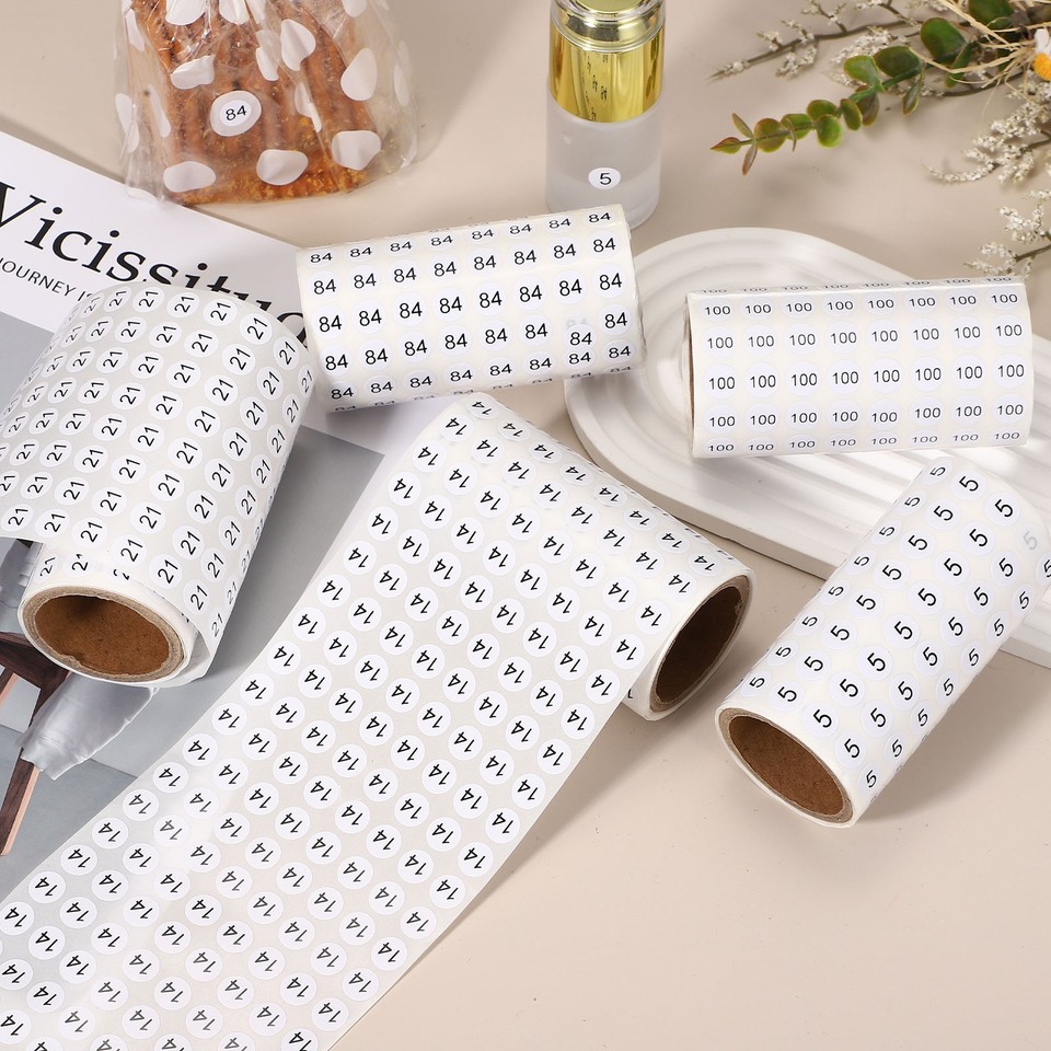 0.4" Small Round Number Stickers Roll, 1000 Pcs Circle Labels, Black ...