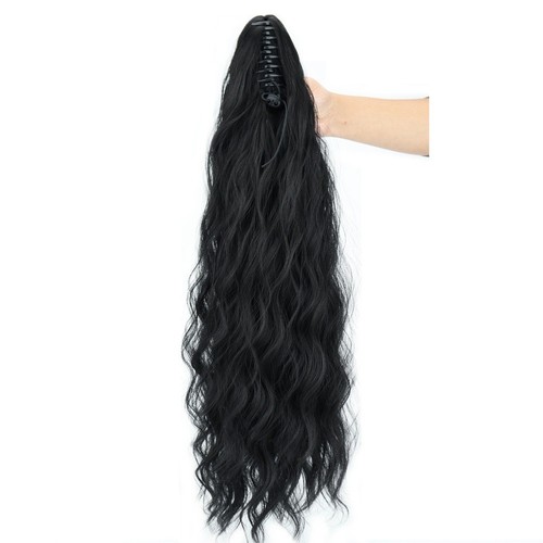 26 Inch Black Brown Yellow Wavy Curly Clip in Ponytail for Instant ...