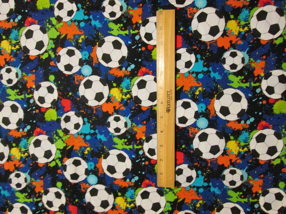 Soccer Ball Lets Play Soccer Futbol Olympic Sports Colors Cotton Fabric ...