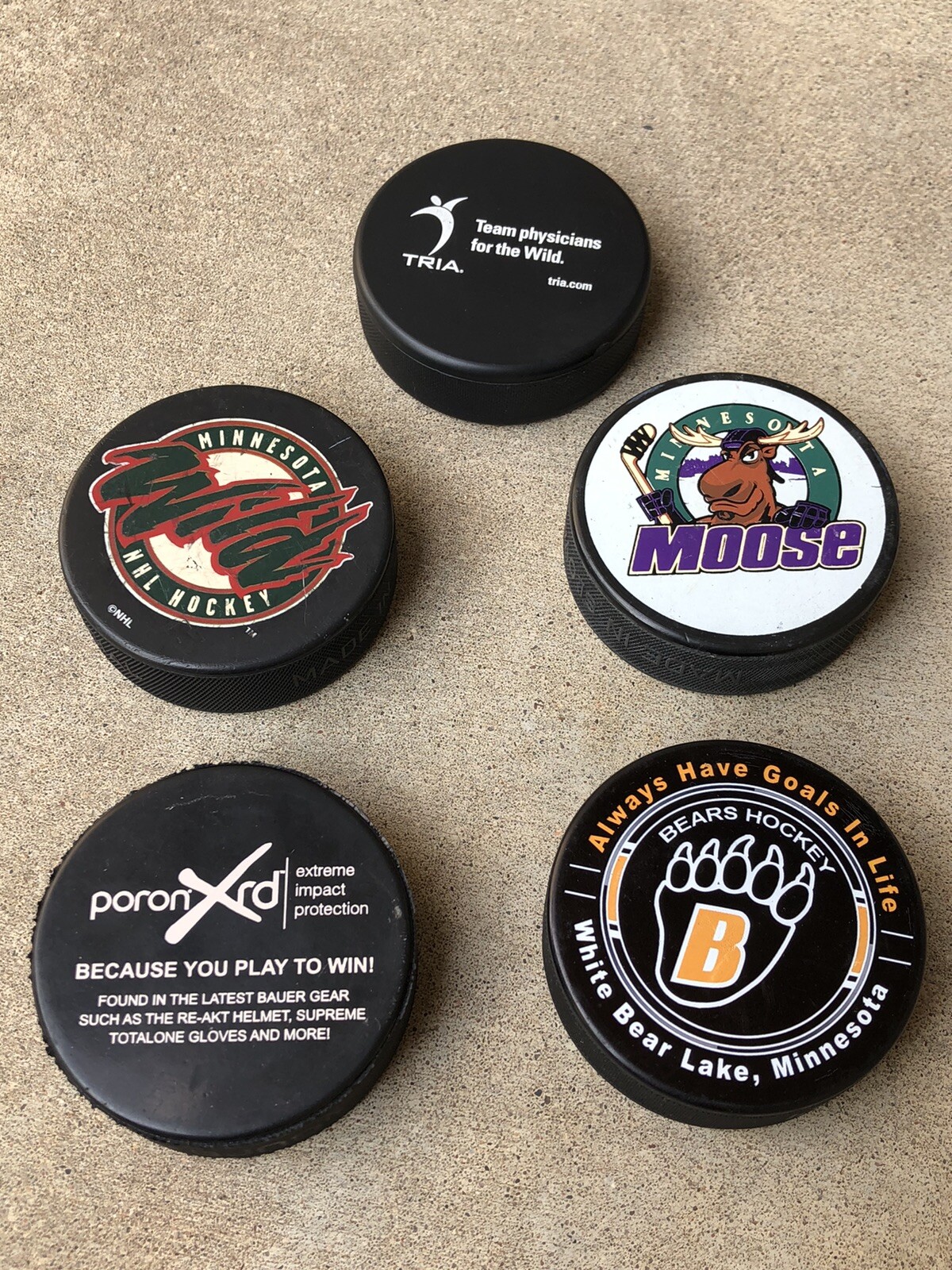 Lot of Minnesota Hockey Pucks Wild, Moose 50th Annvsry, Bears & Tria | eBay