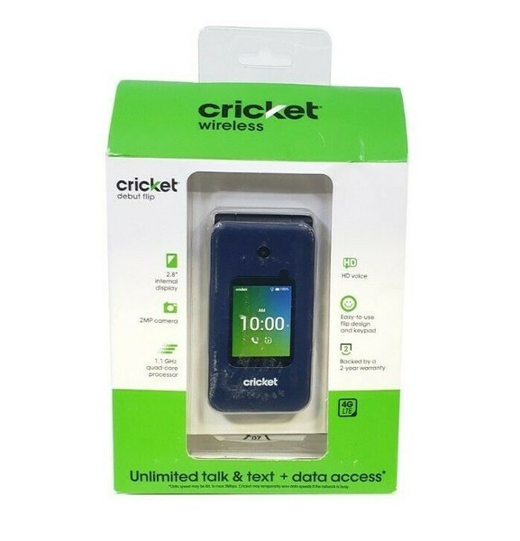 Cricket Debut Flip 4g LTE Navy Blue Wireless Prepaid Phone Very for ...