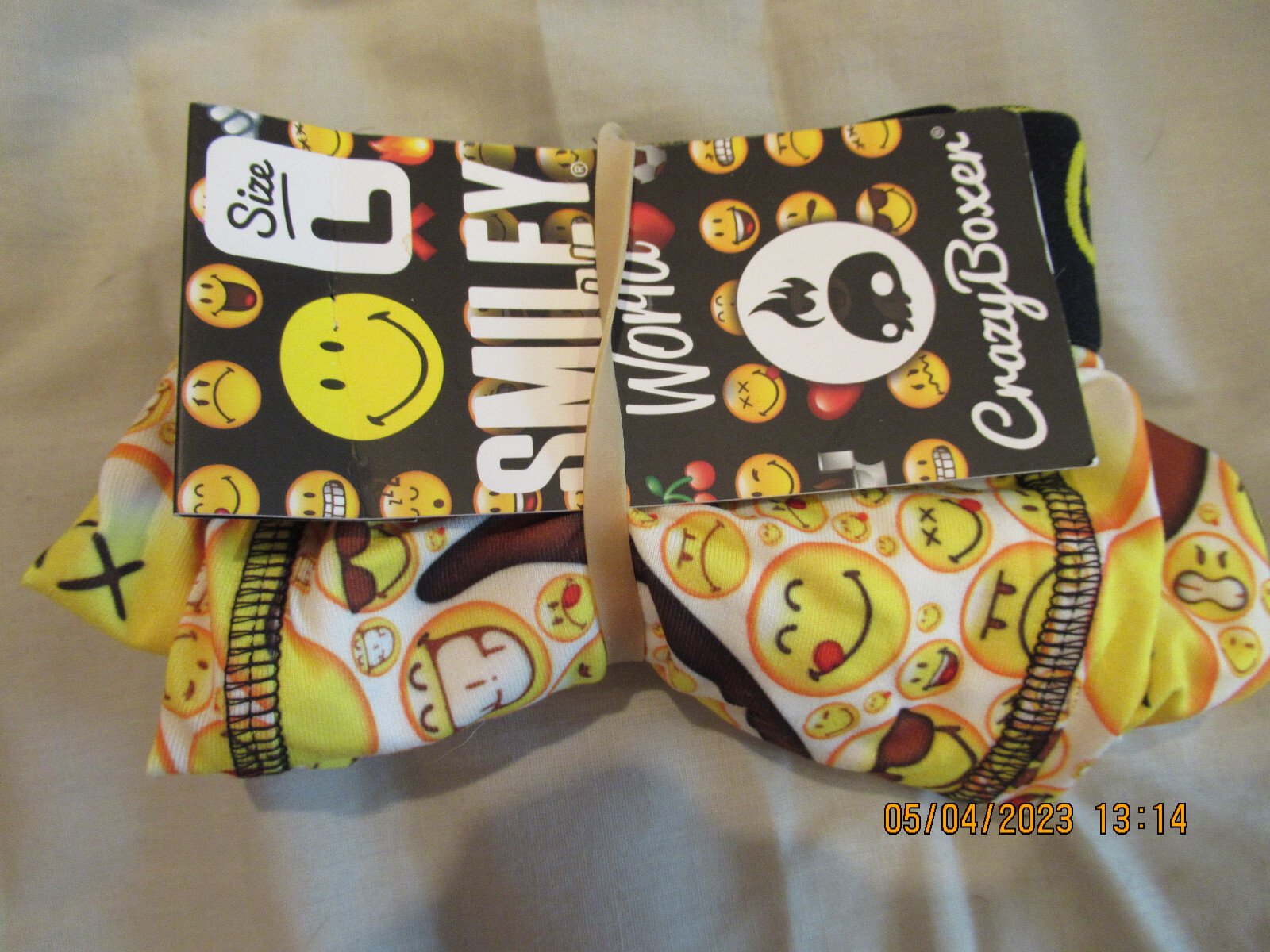 Crazy Boxer Smiley Face Boxer Briefs, Men's Size L (36-38) Underwear ...