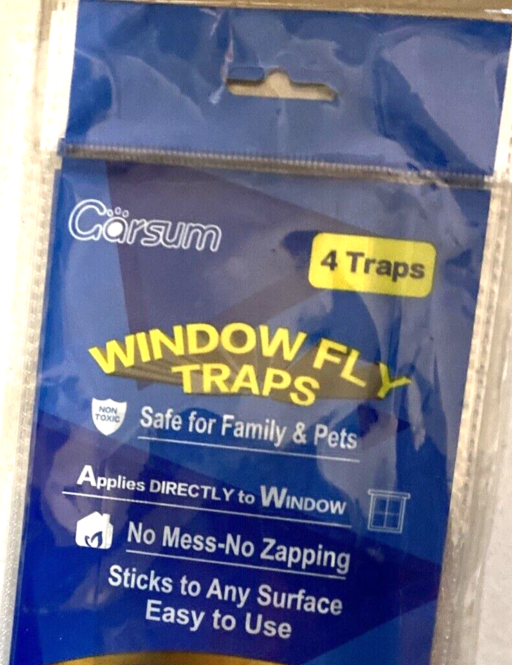 GARSUM - 4 WINDOW FLY TRAPS - APPLIES TO ANY SURFACE - SAFE FOR FAMILY ...