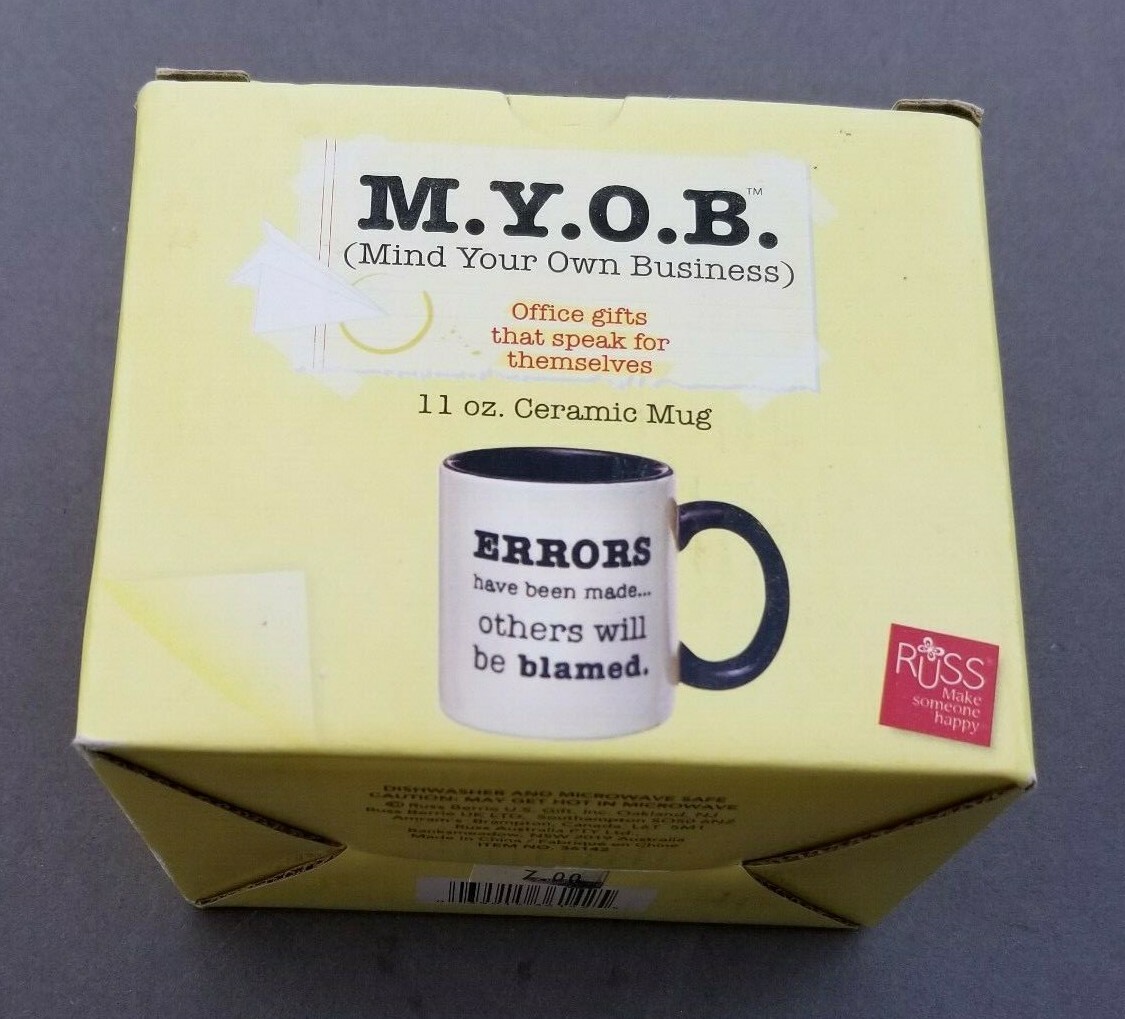 MYOB Coffee Cup Mug Work Boss Mind Your Own Business Gift | eBay