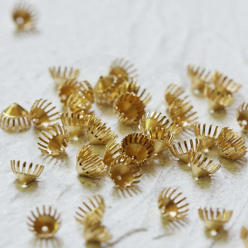 20 Pieces Raw Brass Bead Caps-7x5mm (4426C-Q-56) | eBay