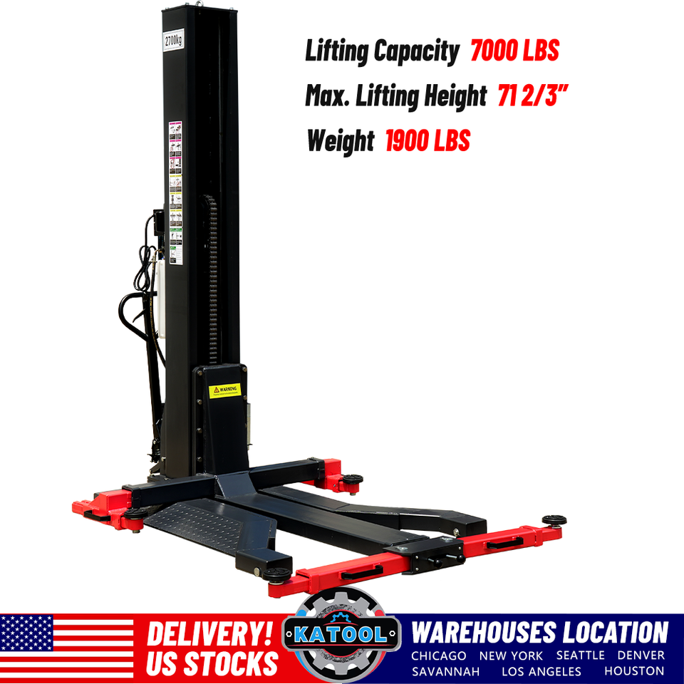 7000lbs Single Post Lift 110v Hydraulic Portable Lift Single Post Auto ...